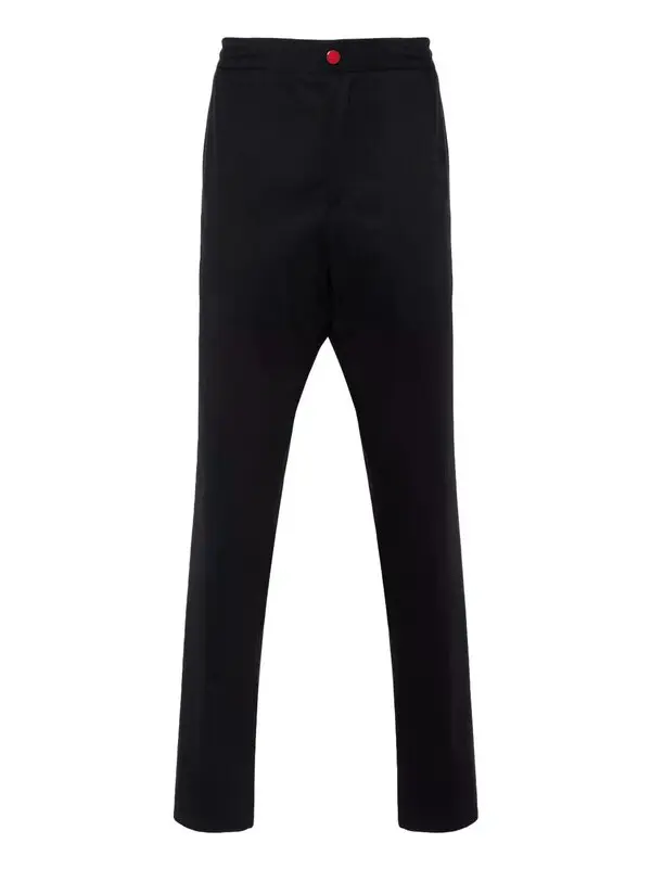 Kiton Logo-patch Cotton Tapered Trousers - Blue