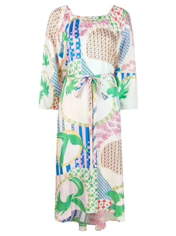 Henrik Vibskov Birds Print Midi Dress - Neutrals