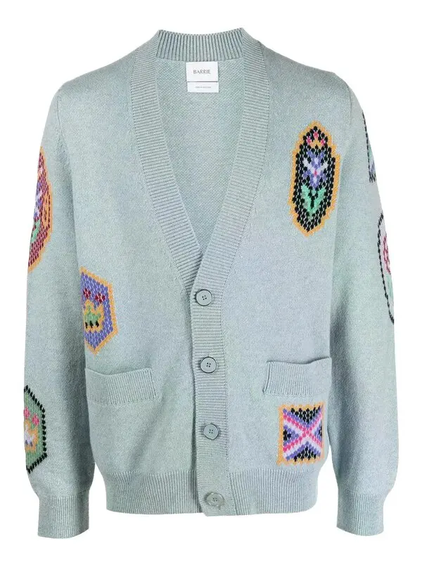 BARRIE Scottish Symbols Intarsia-knit Cardigan - Blue