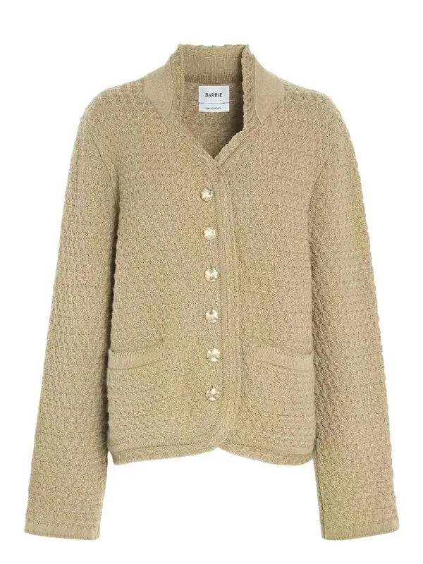 BARRIE Cashmere Tweed Cardigan - Green