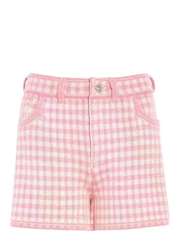 BARRIE Gingham-check Cashmere-blend Shorts - Pink