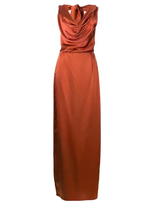 Voz Convertible Halterneck Silk Dress - Red