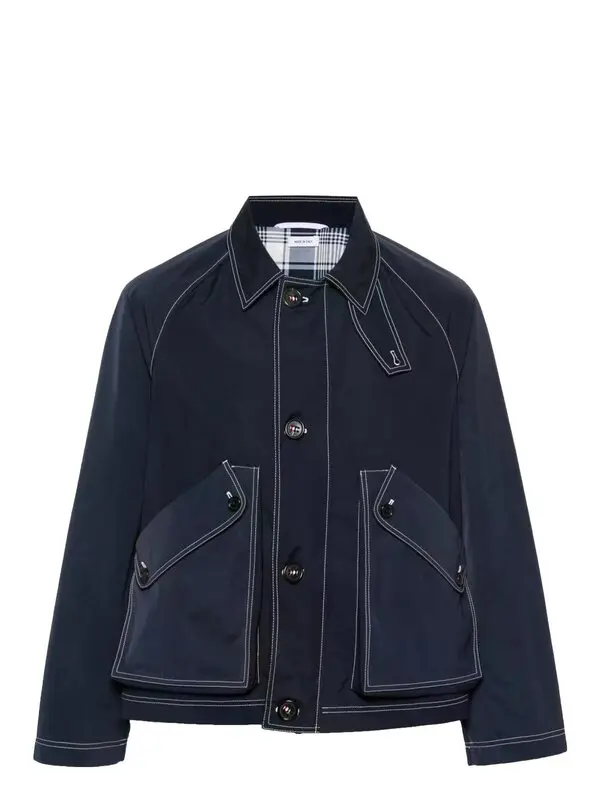 Thom Browne Contrast-stitching Raglan Jacket - Blue
