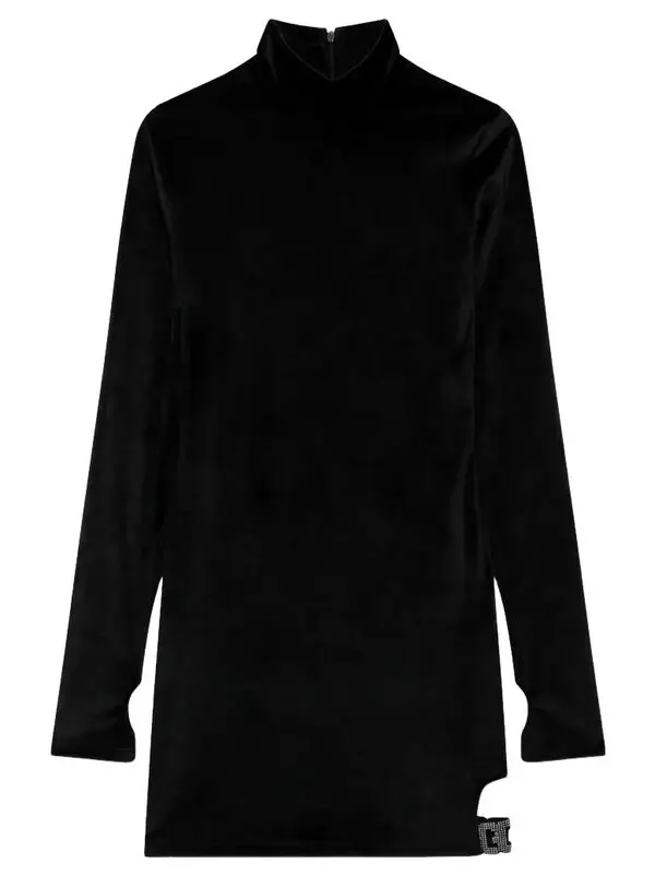 Gcds Velvet Mini Dress With Embellished Cut-out - Black