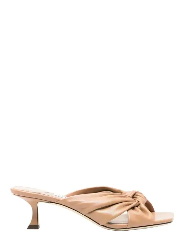 JIMMY CHOO Avenue 50mm Leather Mules - Neutrals