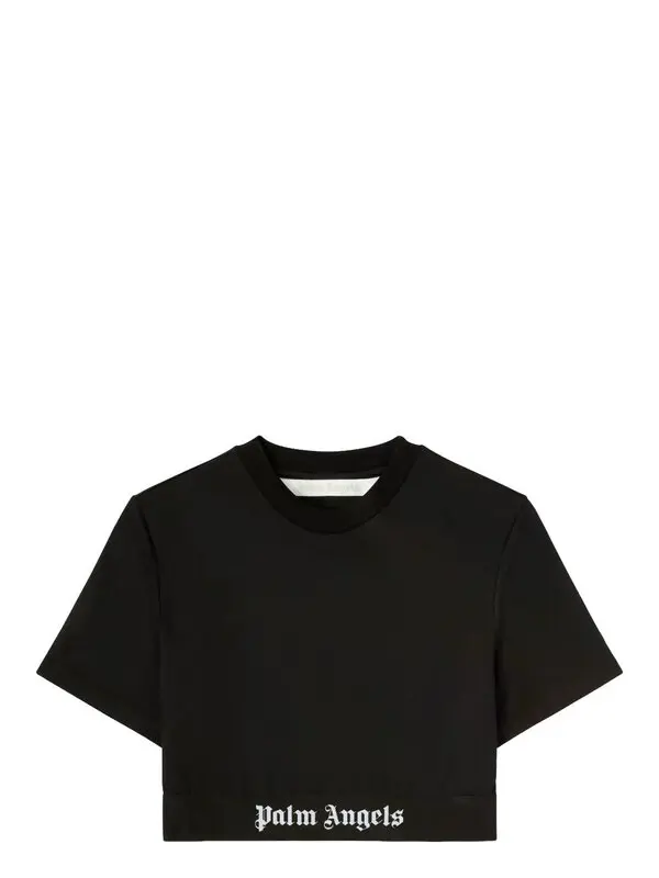 Palm Angels Logo Underband Cropped T-shirt - Black