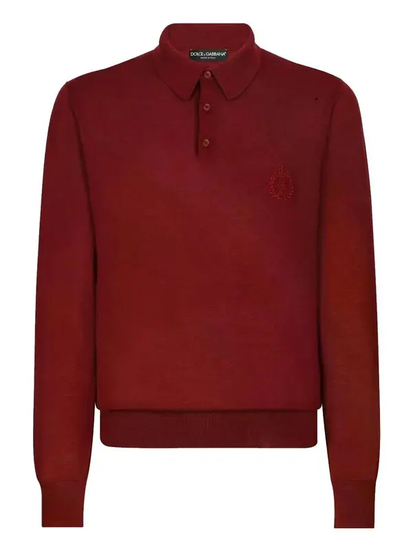 Dolce & Gabbana Logo-embroidered Cashmere Polo Shirt - Red
