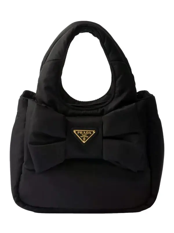 Prada Padded Re-nylon Mini Bag With Bow Detail - Black