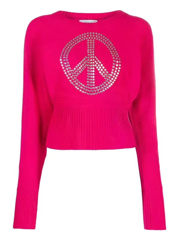Moschino Rhinestone-embellished Cropped Jumper - Red