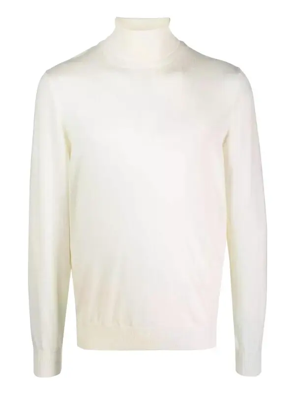 BARBA NAPOLI Roll Neck Pullover Sweater - White
