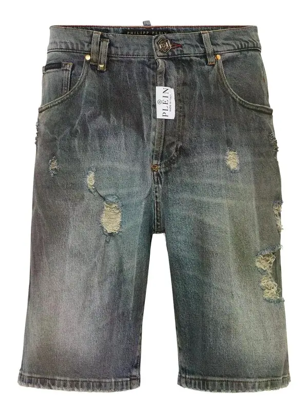 Philipp Plein Distressed-effect Denim Shorts - Grey