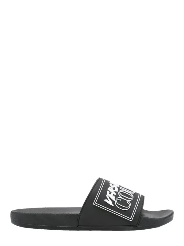Versace Logo-embossed Slides - Black