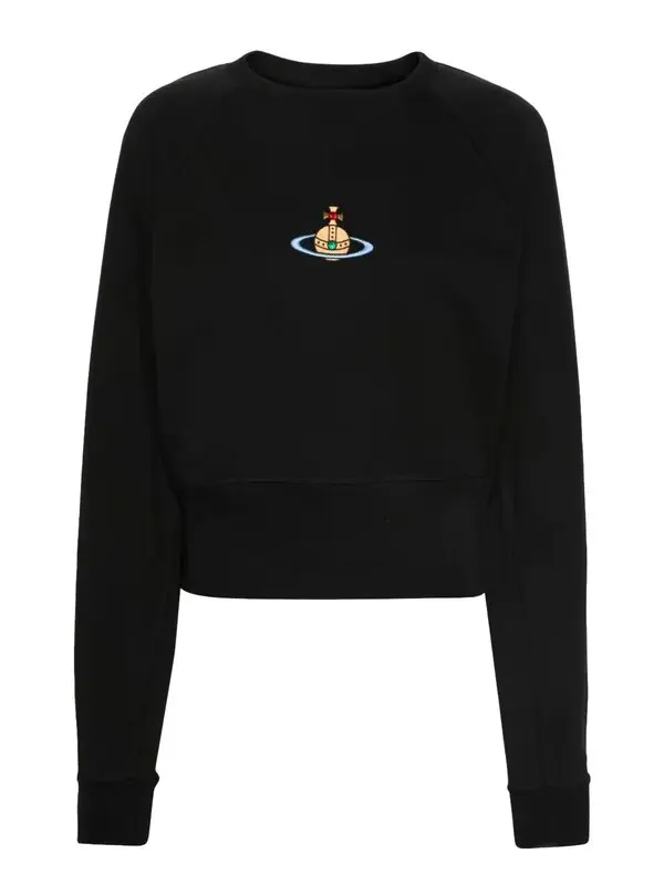 VIVIENNE WESTWOOD Orb-logo-embroidery Cotton Sweatshirt - Black