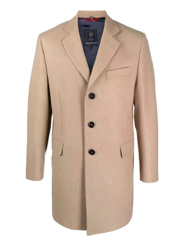 FAY Single-breasted Layered Coat - Neutrals