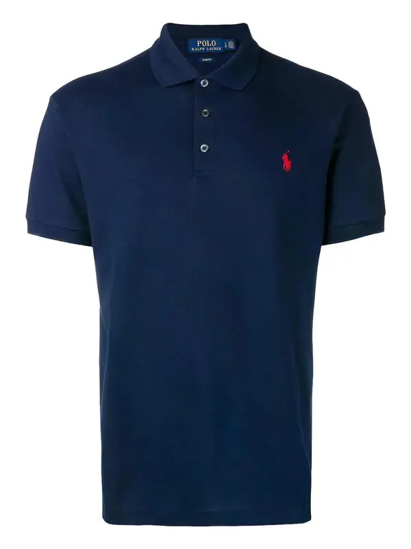Polo Ralph Lauren Embroidered Logo Stretch Cotton Polo Shirt - Blue
