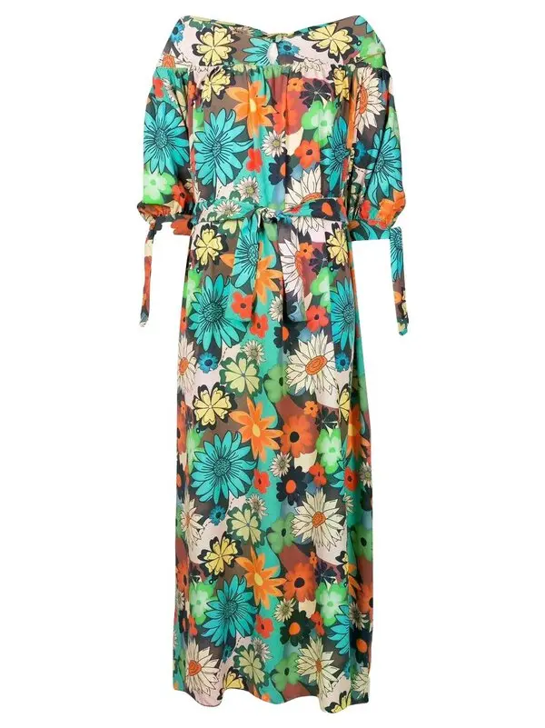AMIR SLAMA Floral-print Tied-waist Dress - Multicolour