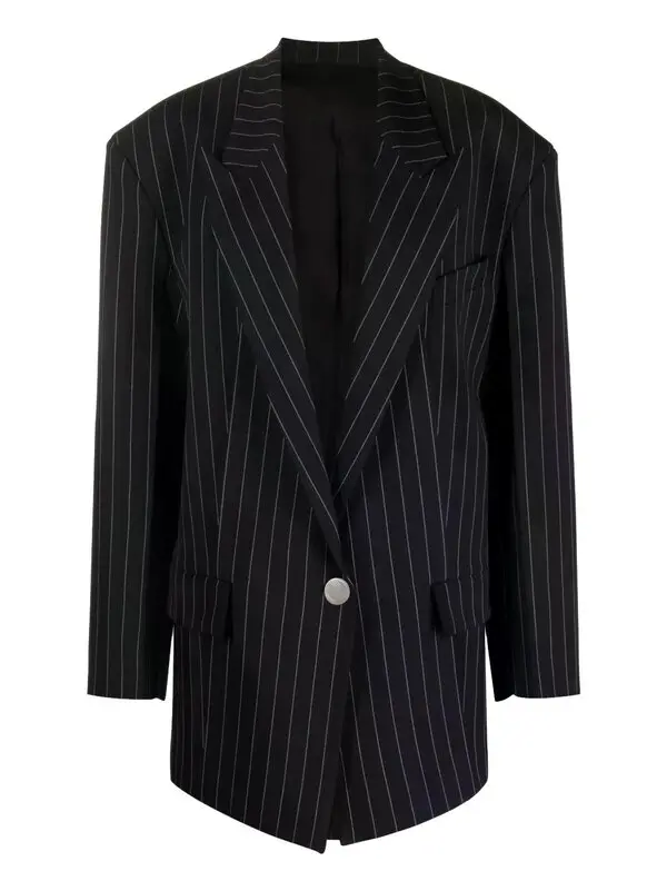 Attico Glen Pinstripe Single-breasted Blazer - Blue