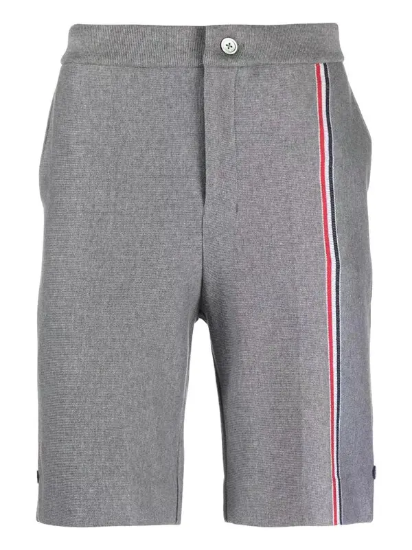 Thom Browne Rwb Stripe Bermuda Shorts - Grey