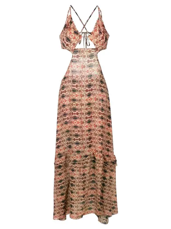 AMIR SLAMA Floral-print Cut-out Dress - Multicolour