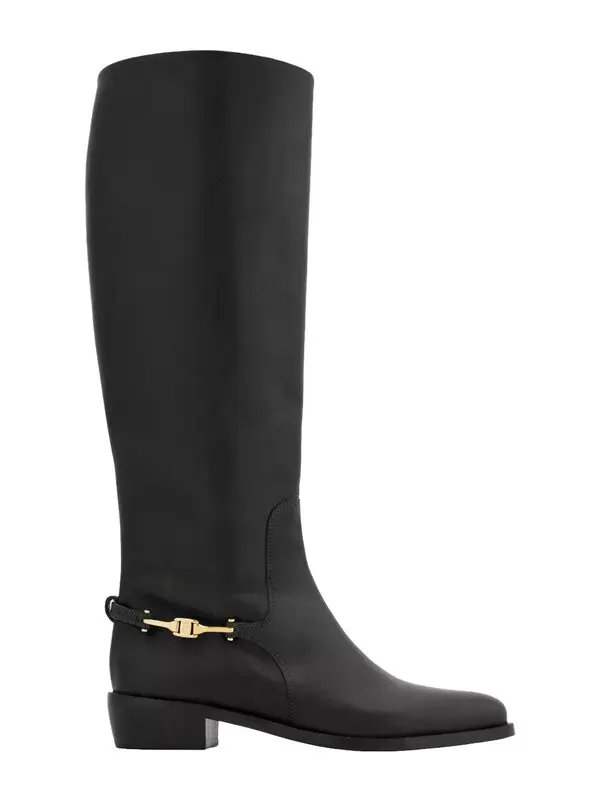 FERRAGAMO Leather Knee-high Boots - Black