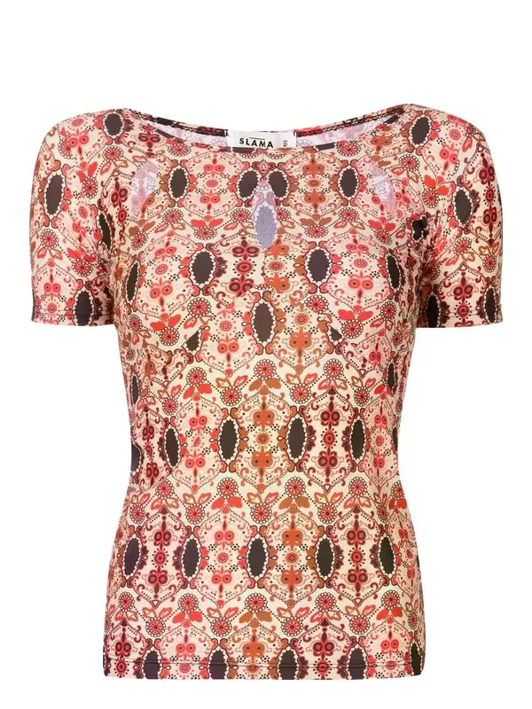 AMIR SLAMA Floral-print Short-sleeved T-shirt - Red