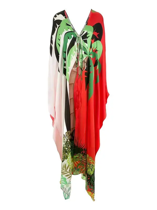 AMIR SLAMA Palm Leaf Print Kaftan - Multicolour