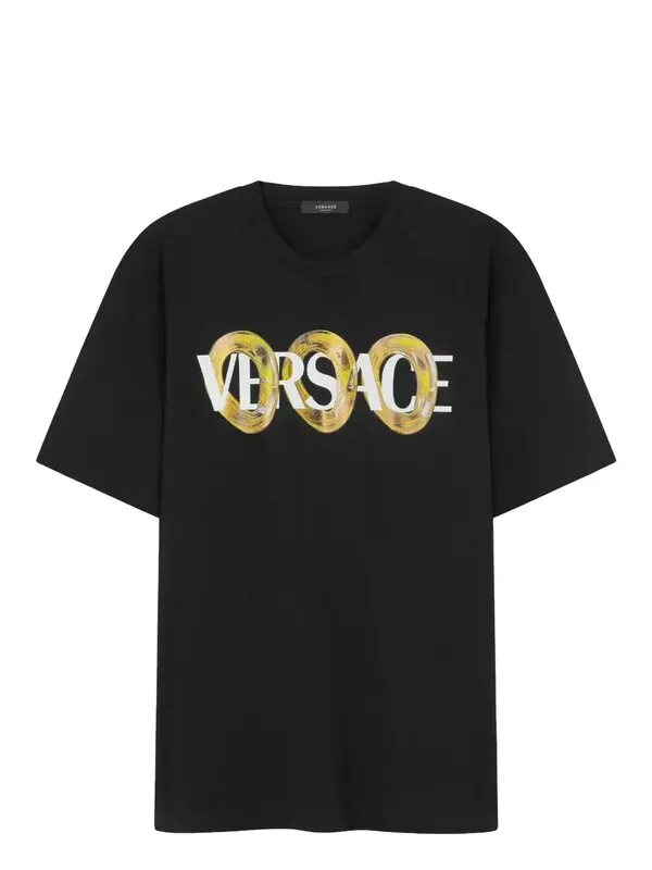 Versace Maxi Chain Logo-print T-shirt - Black