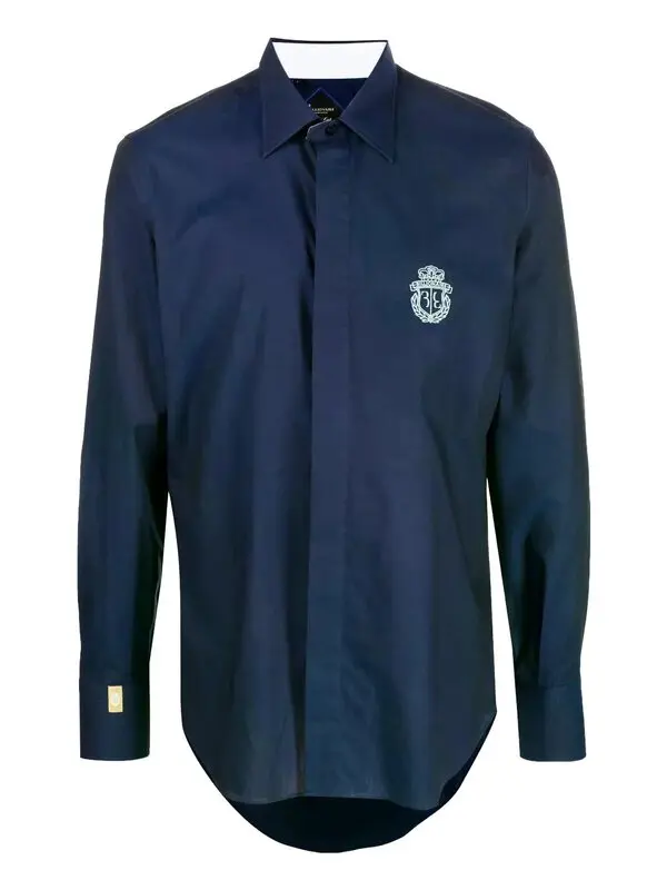 BILLIONAIRE Silver Cut Logo-print Shirt - Blue