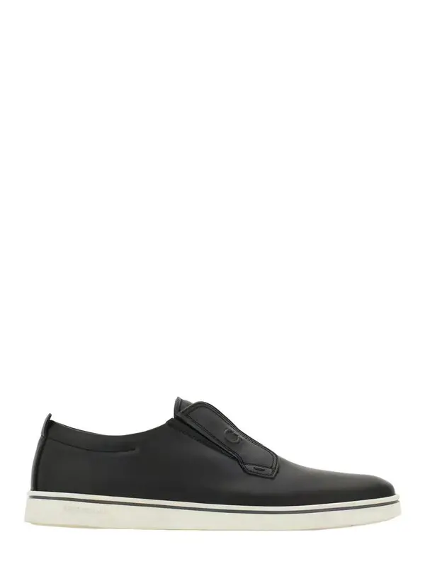 FERRAGAMO Leather Derby Slip-on Sneakers - Black