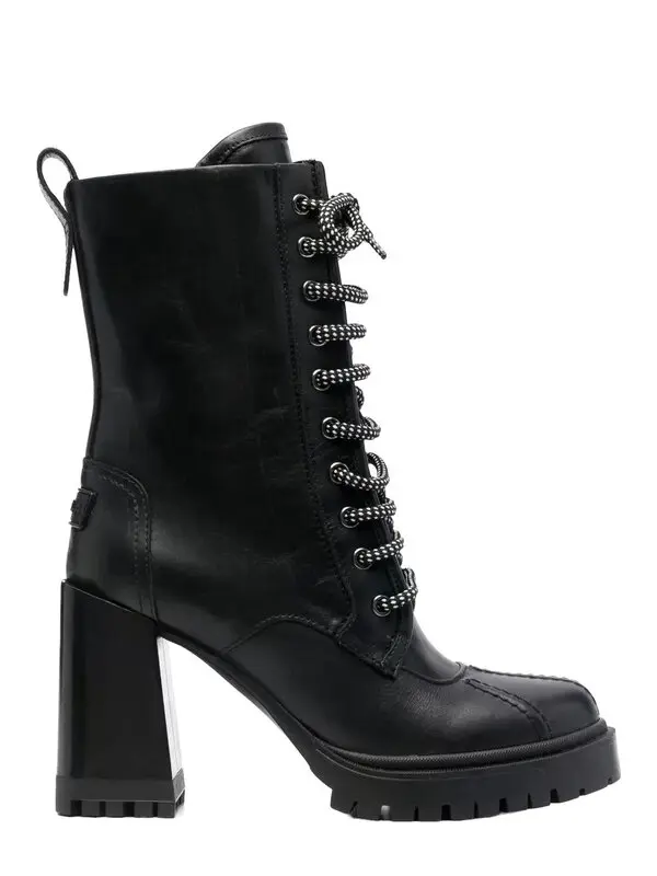 Furla 95mm Leather Hiking Boots - Black
