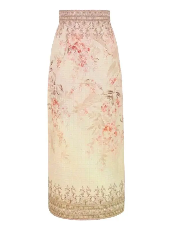 Zimmermann Illuminate Pencil Midi Skirt - Neutrals