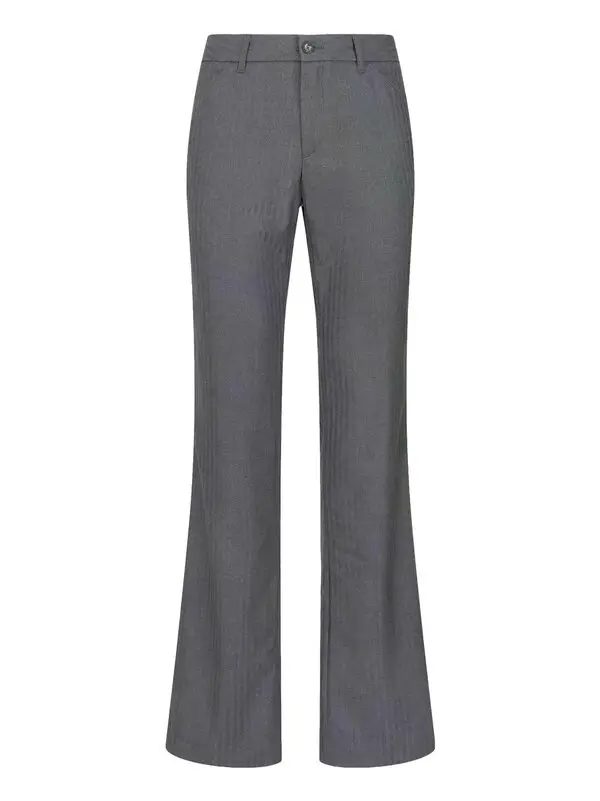 Etro Virgin Wool Straight-leg Trousers - Grey