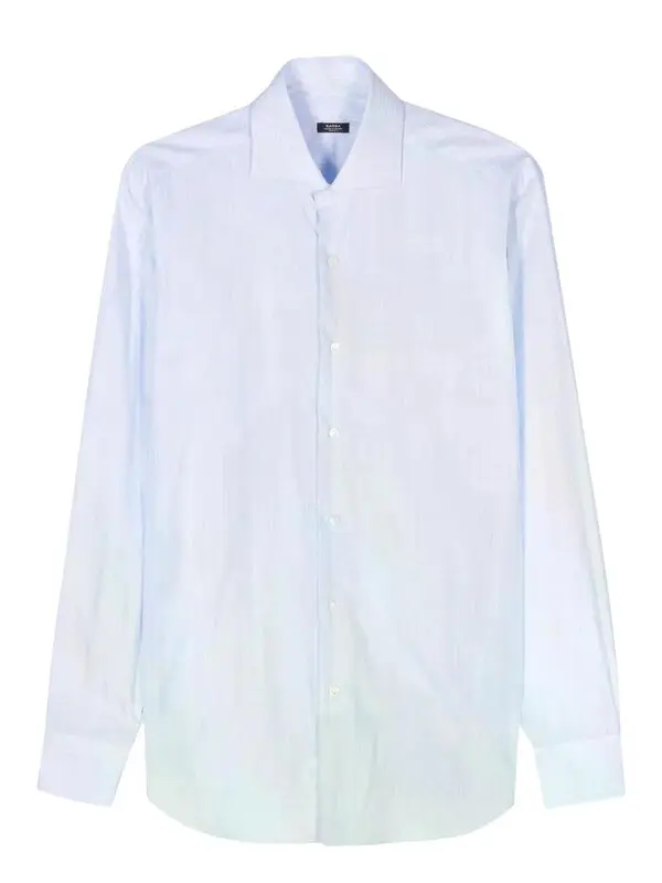 BARBA NAPOLI Check-pattern Poplin Shirt - Blue