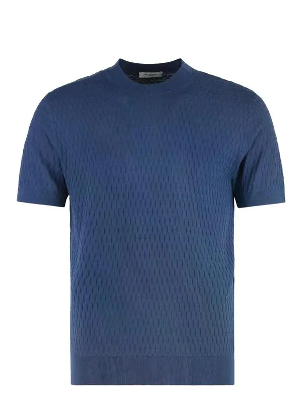 PAOLO PECORA Short-sleeved Cotton T-shirt - Blue
