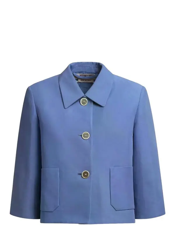 Marni Cropped Cotton Jacket - Blue