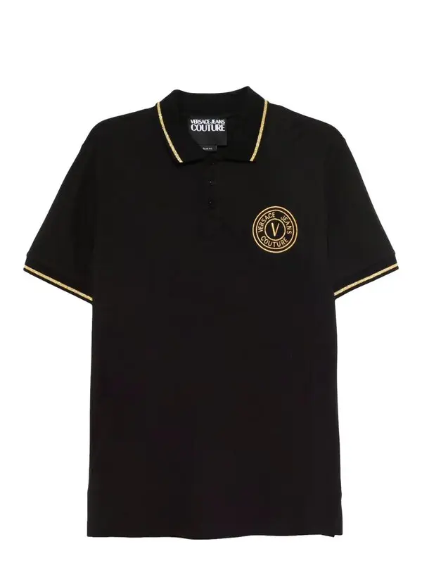 Versace Logo-embroidered Polo Shirt - Black