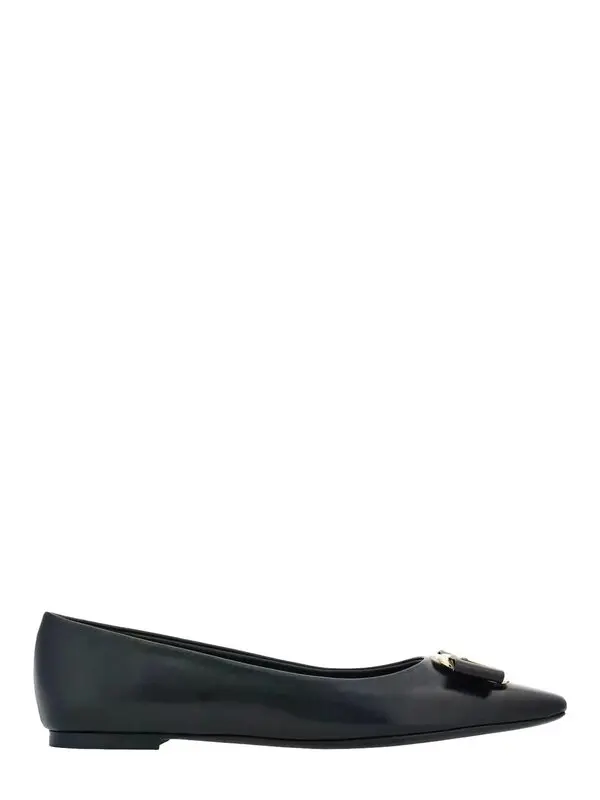 FERRAGAMO Vara Bow Lambskin Ballerina Shoes - Black