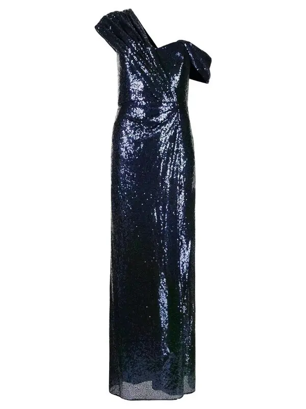 Badgley Mischka High-shine Cold-shoulder Midi Dress - Blue