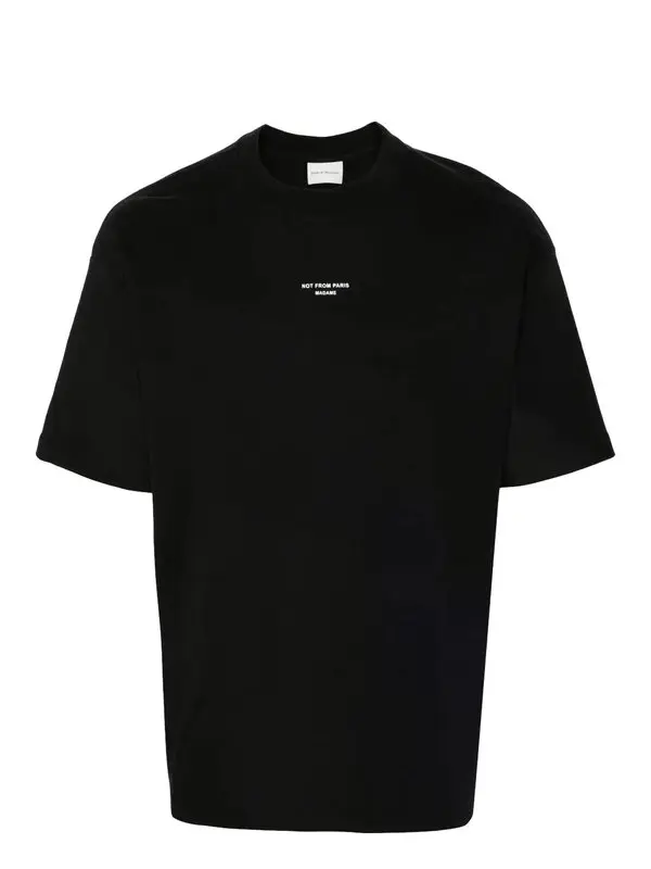 Drole De Monsieur Slogan-print Cotton T-shirt - Black