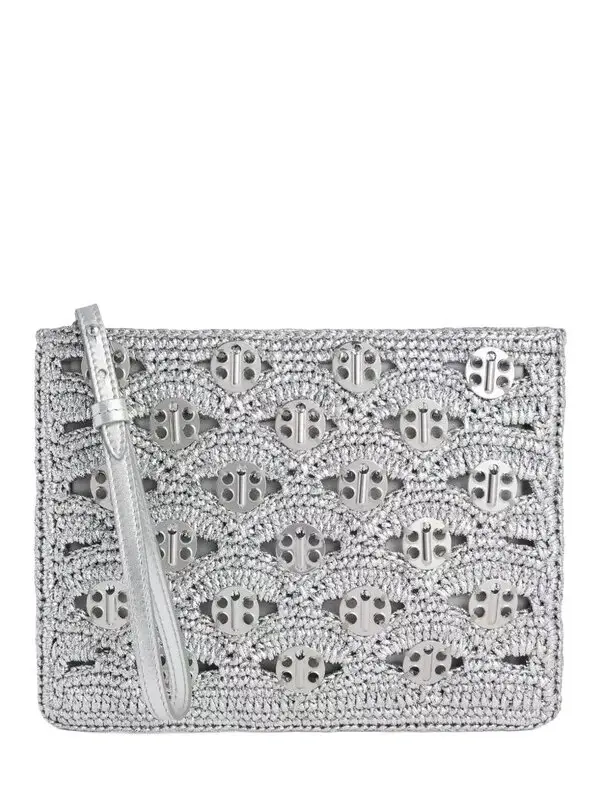 Rabanne Raffia Clutch Bag - Silver