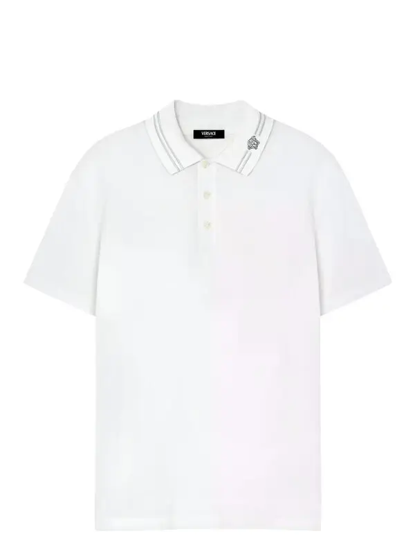 Versace Medusa-embroidered Cotton Polo Shirt - White