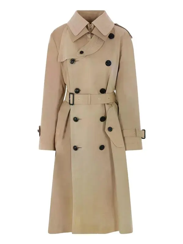 Sacai Double-breasted Twill Trench Coat - Neutrals