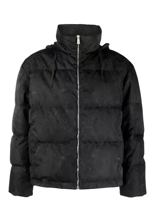 Versace Barocco Silhouette Jacquard Puffer Jacket - Black