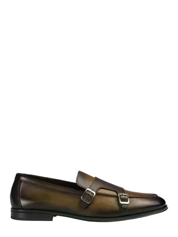 DOUCAL'S Leather Double-buckle Monk Shoes - Brown