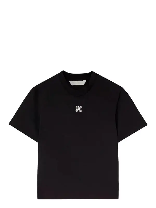 Palm Angels Pa Monogram Cotton T-shirt - Black