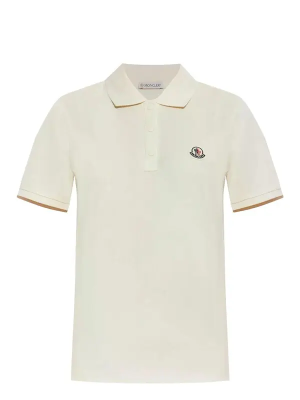 Moncler Logo Patch Piqué Polo Shirt - Neutrals