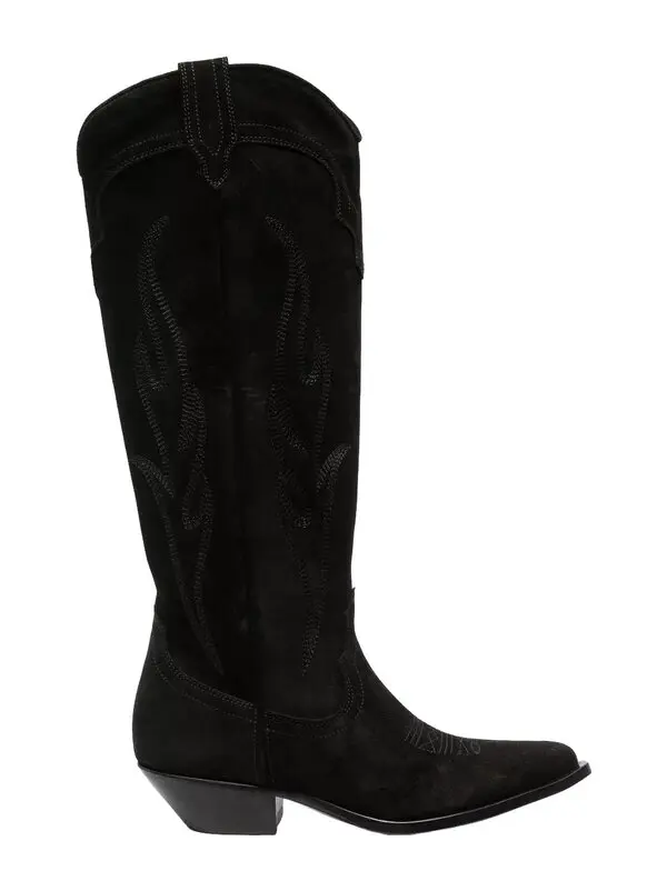 SONORA 40mm Western-style Suede Boots - Black