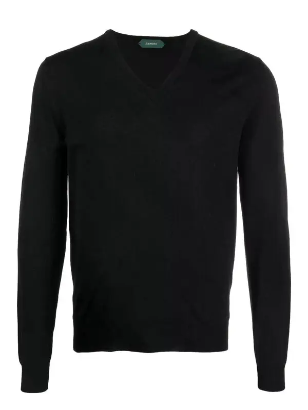 ZANONE V-neck Knit Jumper - Black