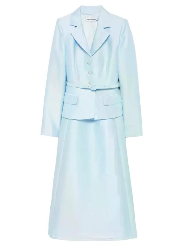 SELF-PORTRAIT Taffeta Midi Dress - Blue