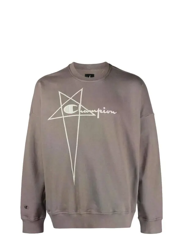 Rick Owens Organic Cotton Jumper With Embroidered Logo - Neutrals